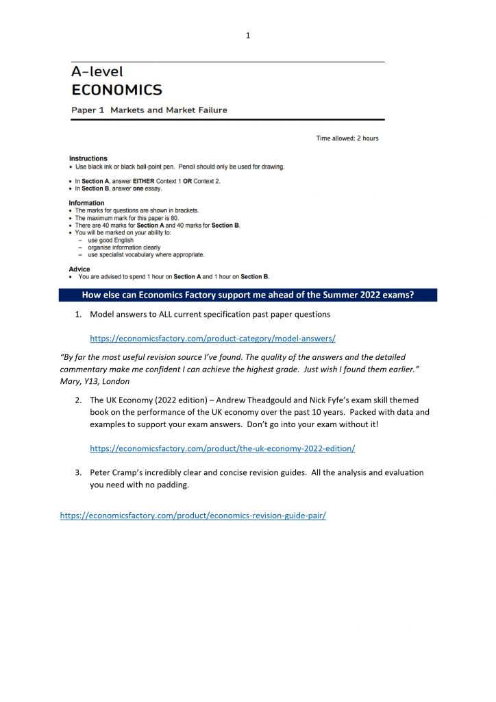 AQA style practice paper free sample – Economics Factory